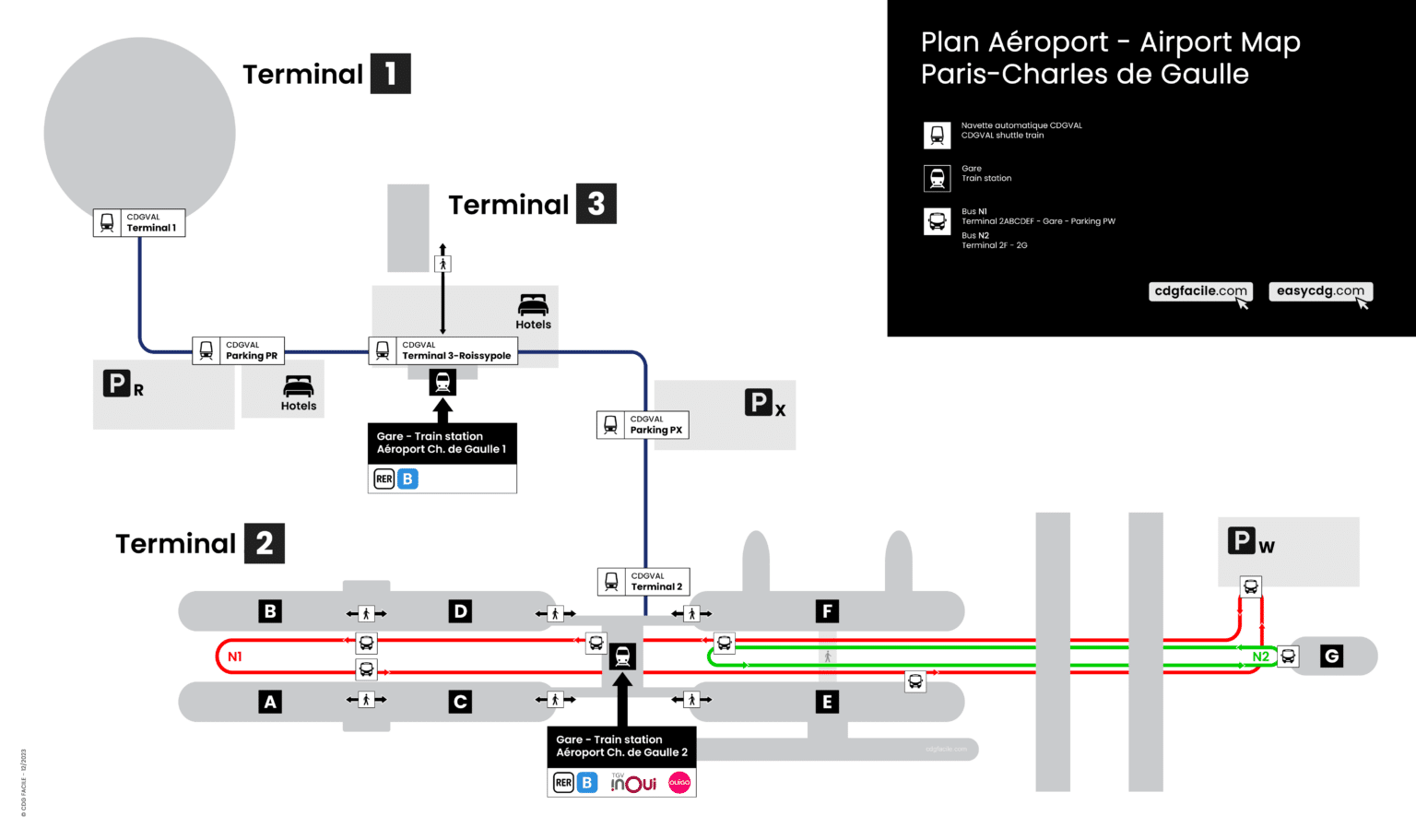 Paris-CDG Airport terminal maps - PARIS CHARLES DE GAULLE AIRPORT (CDG)